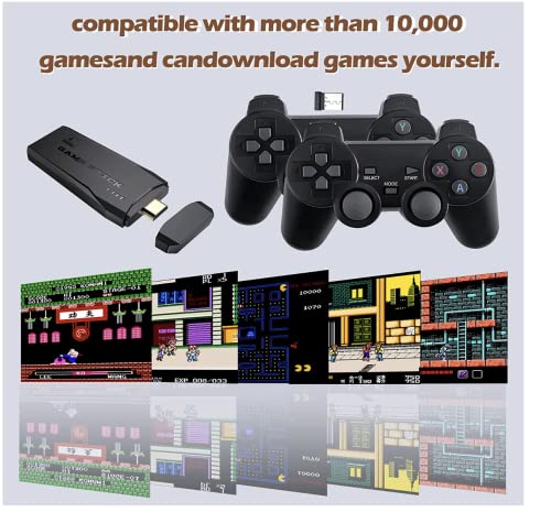 Wireless Retro Game Console,Retro Game Stick,Nostalgia Stick Game,4K HDMI Output,Plug and Play Video Game Stick Built in 10000+ Games,9 Classic Emulators, with Dual 2.4G Wireless Controllers(64G)