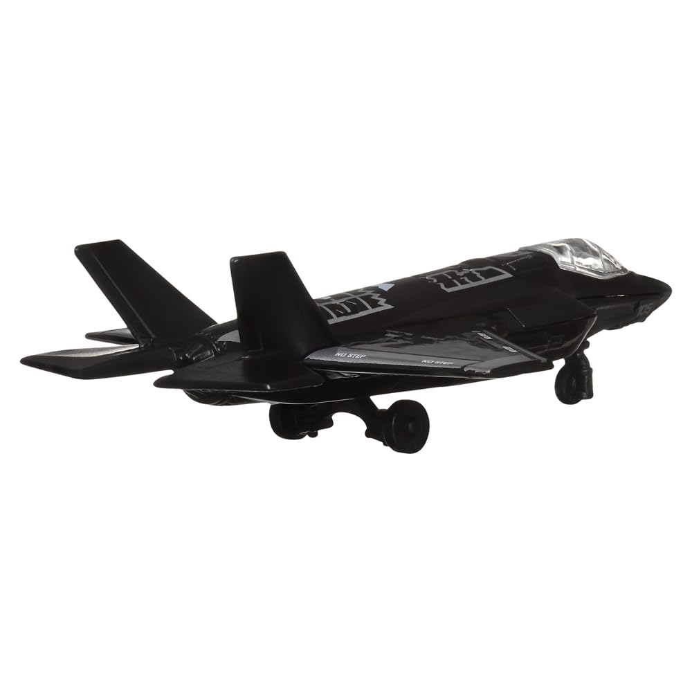 Matchbox Collectible Die-Cast Metal Sky Busters Inspired by Lockheed Martin F-35 Lightning Jet - HVM40 ~ Black and Silver Stealth Combat Fighter Jet Airplane ~ Includes Playmat