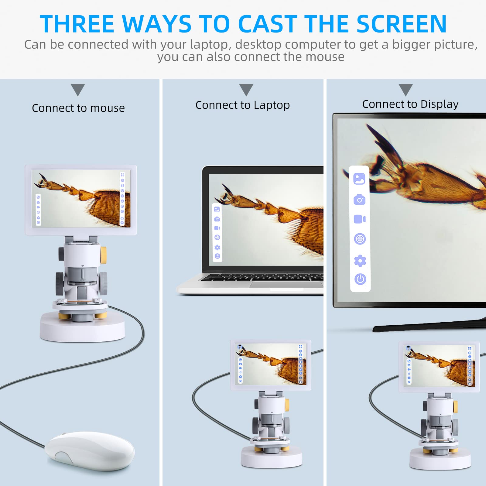Koolertron 9 inch LCD Digital Microscope,12MP 1200X Magnification IPS Touch Microscope,Image Editable STEM Microscope,with Mobile Platform,Mouse Can Be Connected,Microscope for Coins/Plant/Rock