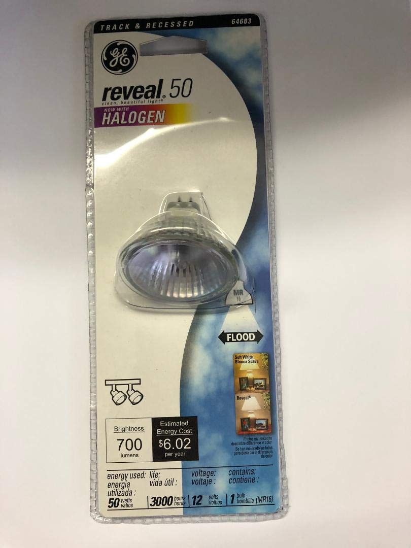 GE 24 Pieces 64683 Q50MR16FCCGRVLTP Reveal 50W EXN with Cover Glass MR16 Halogen Bulb 700 Lumens 3000 Hours