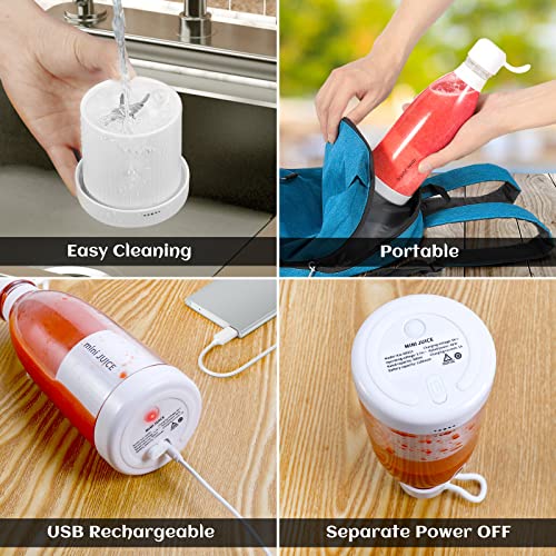 Portable Blender, One-handed Drinking Travel Bottle for Shakes and Smoothies, 8 Blade Portable Juicer,14 oz with Rechargeable USB personal size blenders