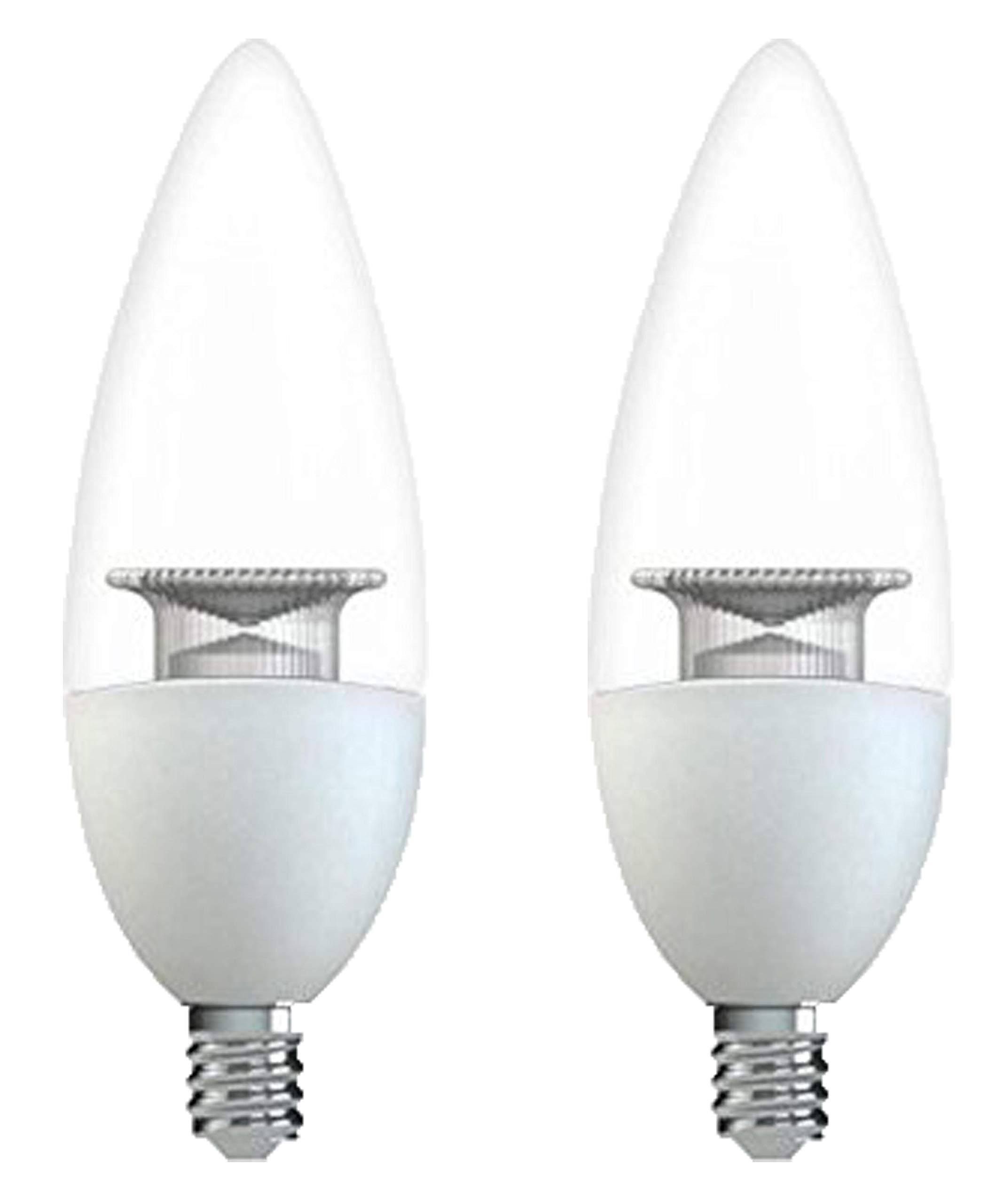 GE 68757 Relax Dimmable LED 25w Replacement B11 Candelabra Base Torpedo Blunt Tip Clear Finish HD Light (2 Bulbs)