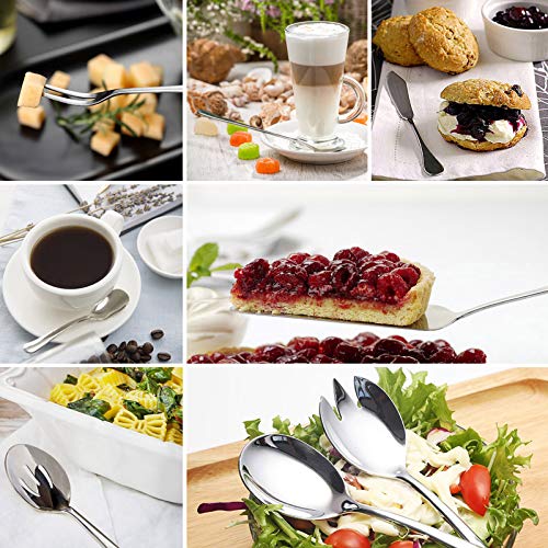 HaWare 68 Pieces Silverware Set with Serving Set, Stainless Steel Modern Flatware Eating Utensils Set, Includes Forks/Spoons/Dinner Knives, Service for 12, Mirror Polished, Dishwasher Safe