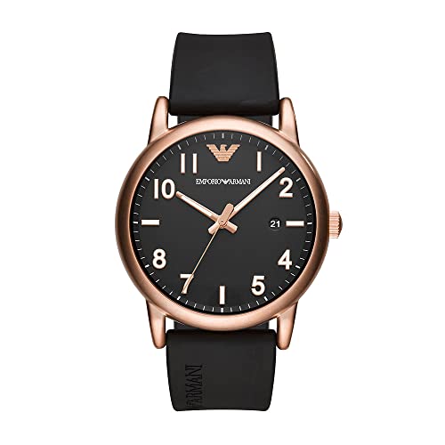 Emporio Armani Men's Sport Stainless Steel Quartz Watch with Rubber Strap, Black, 20 (Model: AR11097)