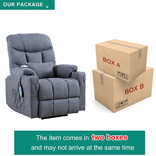 OBBOLLY Power Lift Recliner Chair for Elderly Massage with Heat, Linen Fabric Lazy Sofa with Cup Holders, USB, Side Pockets for Living Room