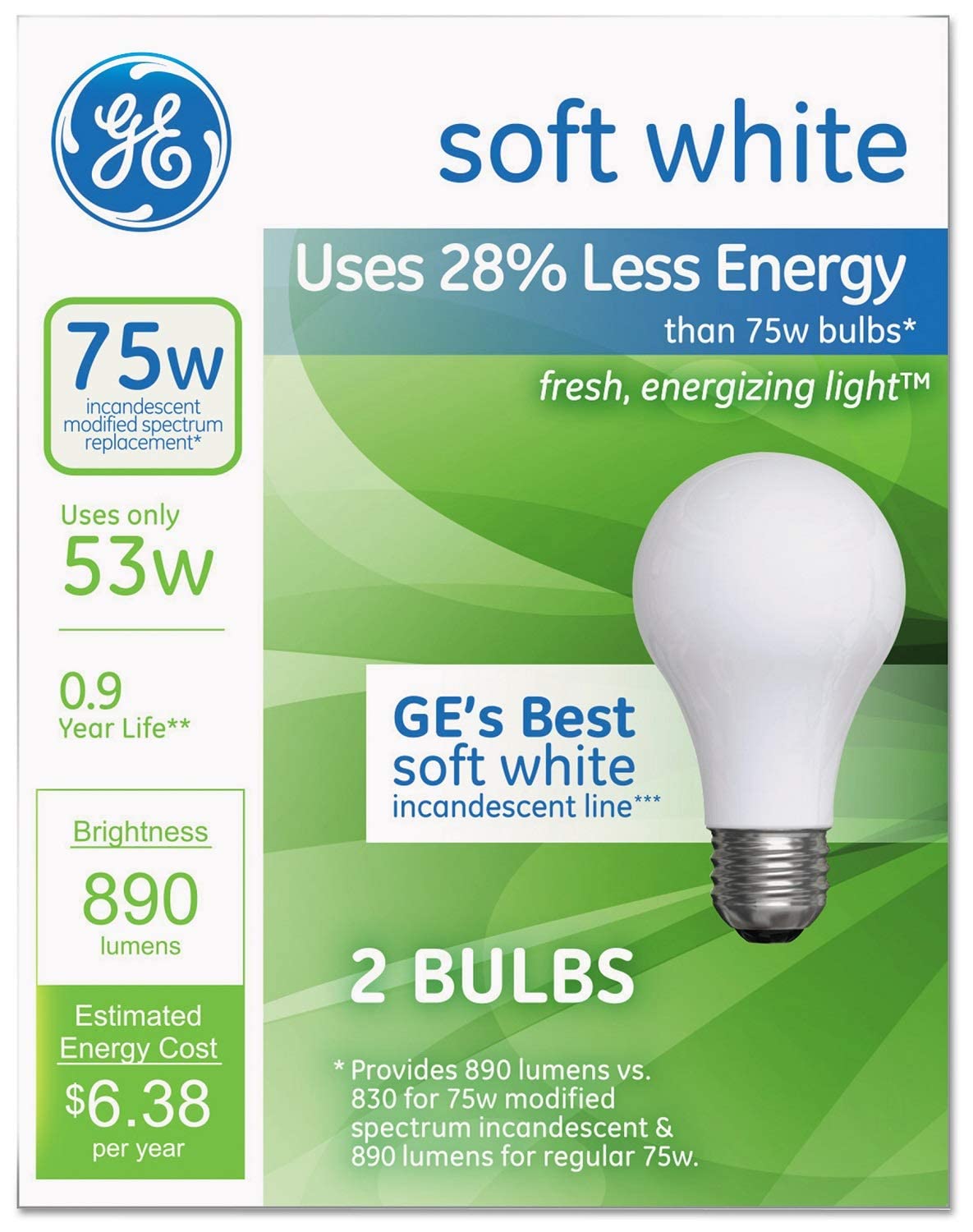 GE BULB 53W HALGN 2 PK
