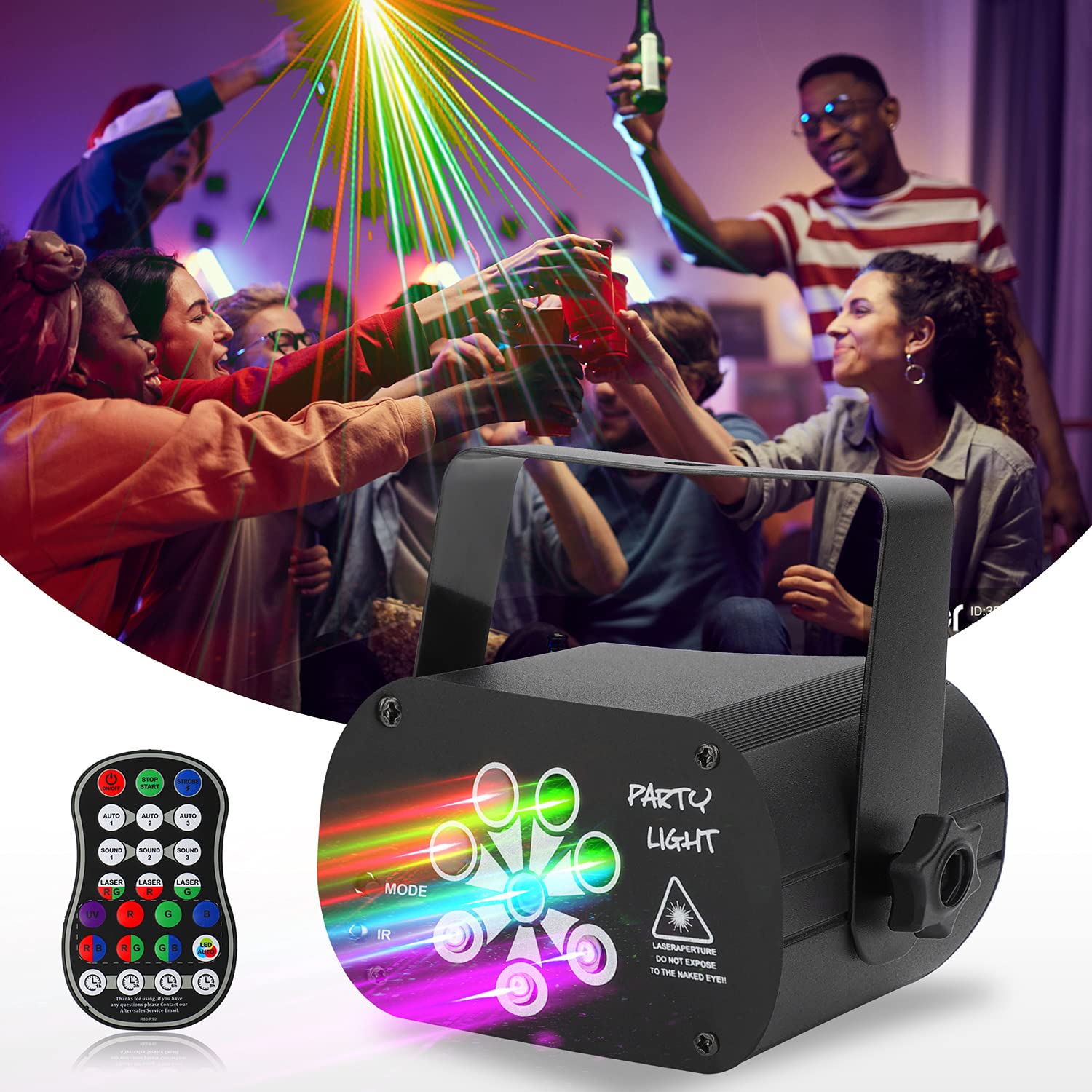LED Par Lights, Waterproof Outdoor Stage Light IP65 3-in-1 RGB Uplights Strobe Lighting DMX 512 Sound Activated DJ Light