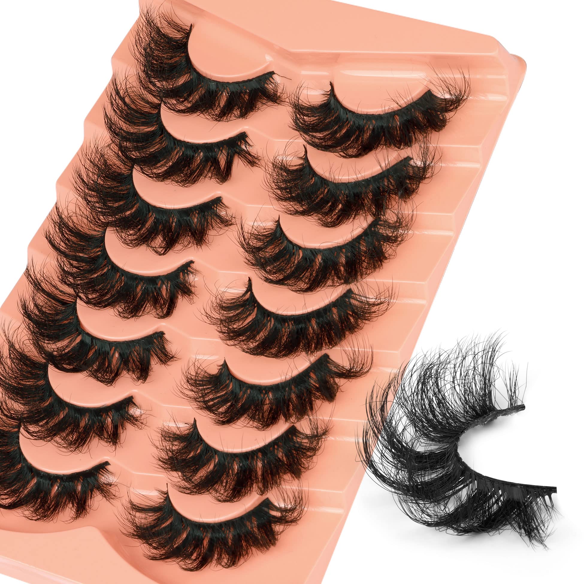Mink Lashes Fluffy Dramatic False Eyelashes Wispy Strip Lash Thick Volume Long Eyelashes 22MM Fake Eye Lashes by Winifred