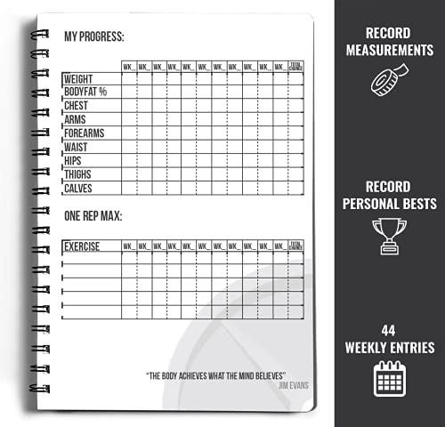 Workout Planner for Daily Fitness Tracking & Goals Setting (A5 Size, 6” x 8”, Charcoal Gray), Men & Women Personal Home & Gym Training Diary, Log Book Journal for Weight Loss by Workout Log Gym