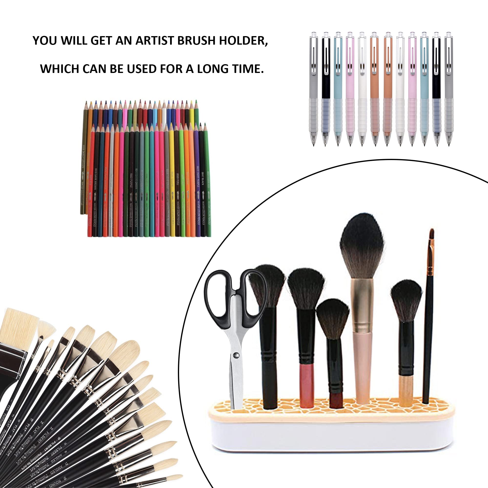 Paint Organizer Rack with Brush Holder 5-Tire – Durable, Easy Assembly Storage Stand for Art Supplies, Paint Bottles, and Craft Rooms - 12.1in