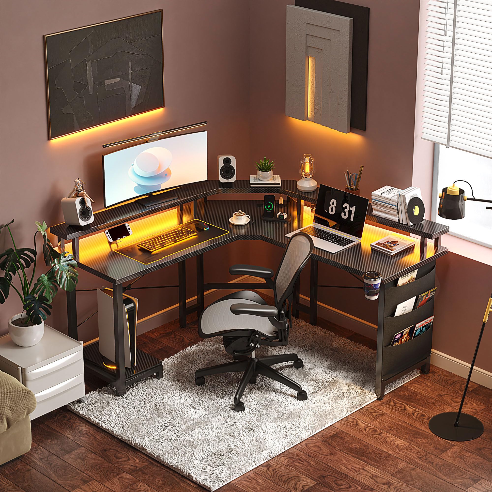 Flrrtenv 47 Inch Computer Desk, Home Office Desk, Small Writing Desk, Wood PC Desk, Modern Simple Study Desk, Espresso