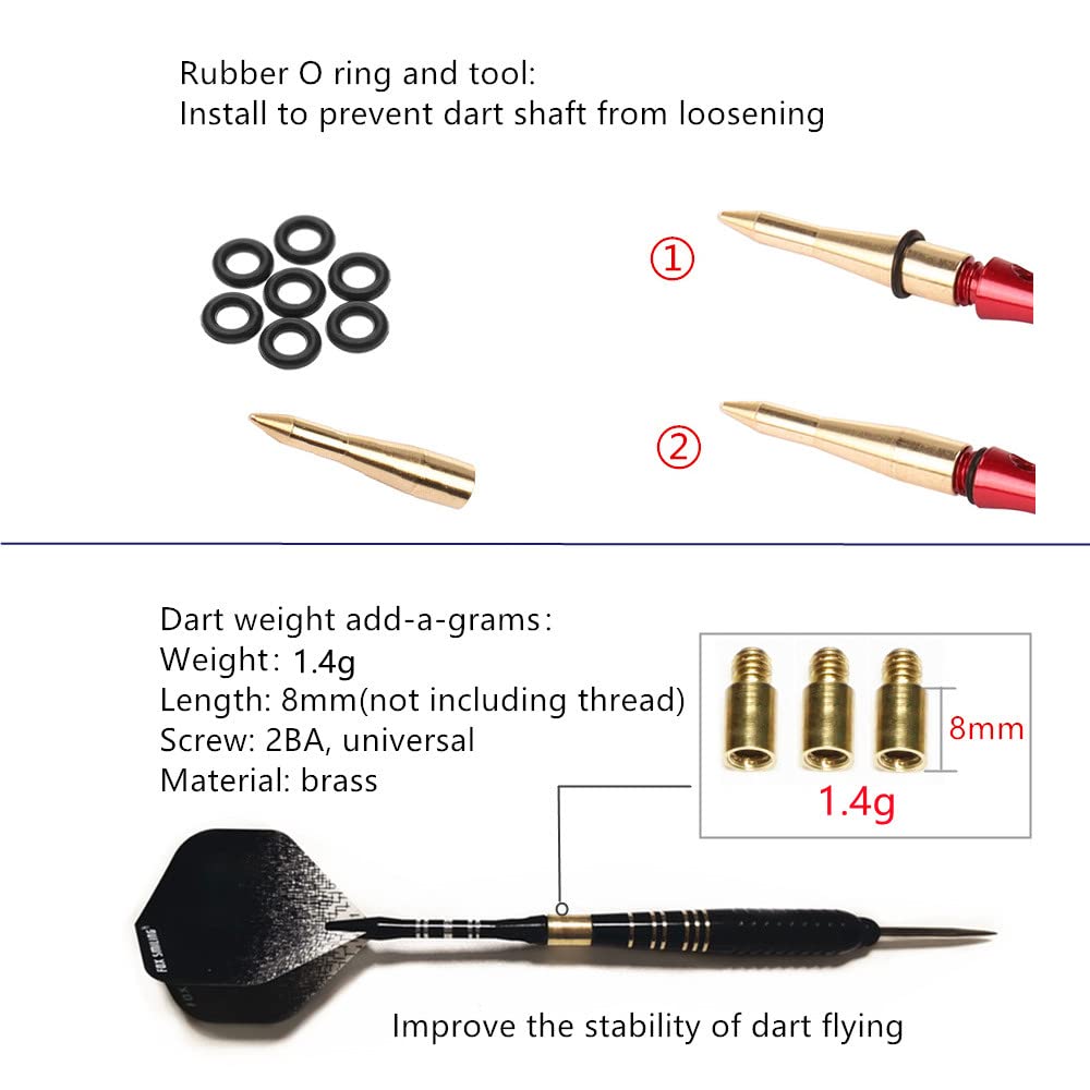 FOX SMILING 145 Pieces Dart Tool Kit with Steel Rubber O Ring, Stone Sharpener Dart Repair Accessories Set Flight Protector and Weight Add A Grams,Small Packaging Easy Carrying (145 Pieces)