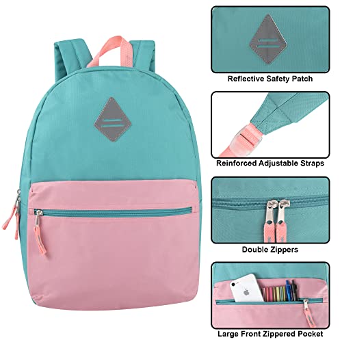Trail maker 24 Pack Classic Backpacks in Bulk Wholesale Two Tone Backpacks (Pack 2)