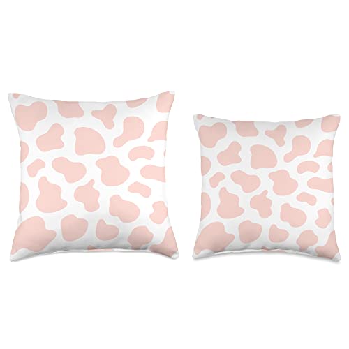 Minimalistic Cow Print Stuff For Girls Aesthetic Cow Print Pastel Pink Throw Pillow, 18x18, Multicolor