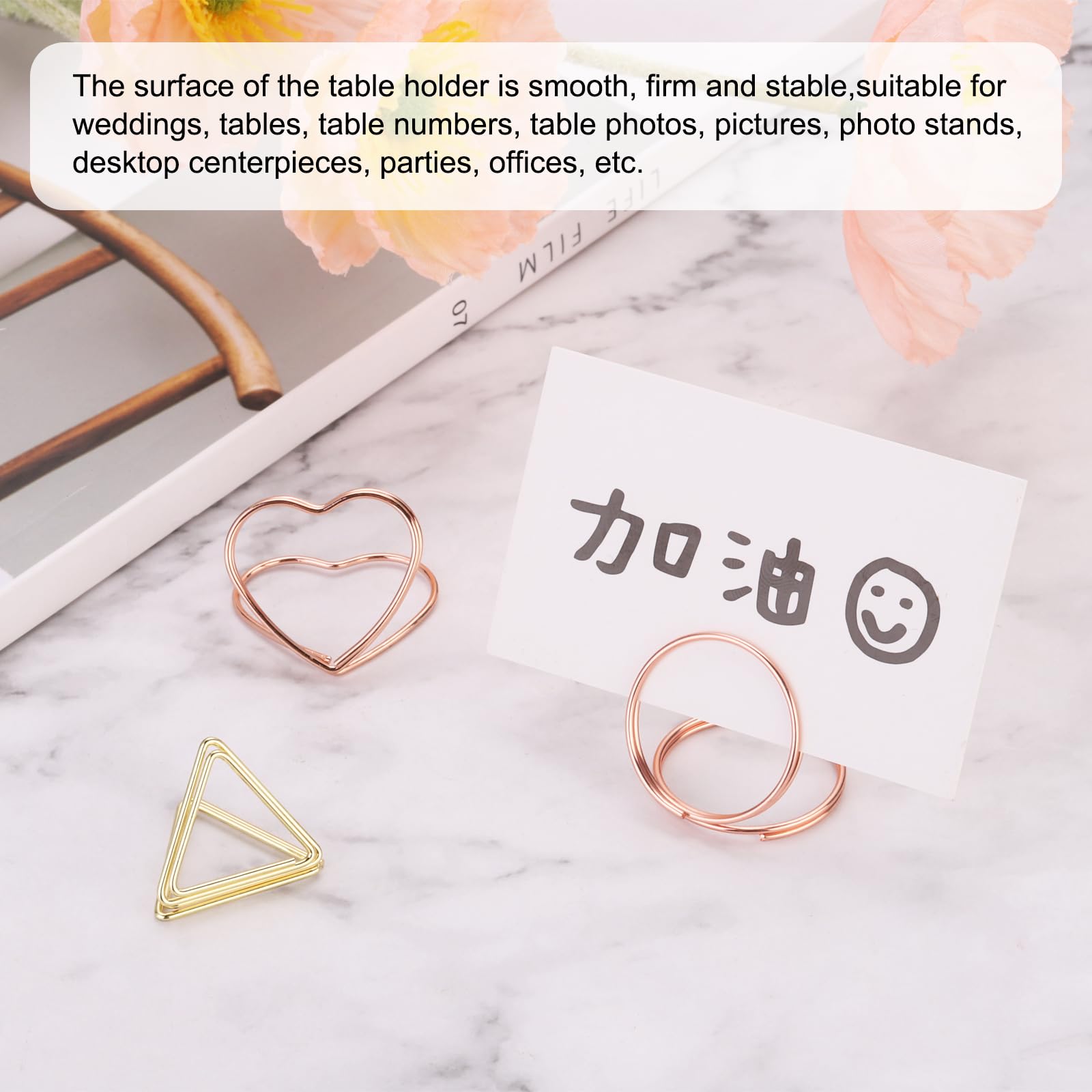 MECCANIXITY Table Number Holders 10pcs Gold Place Card Holder Name Stands Picture Holders for Tables Setting Wedding Display