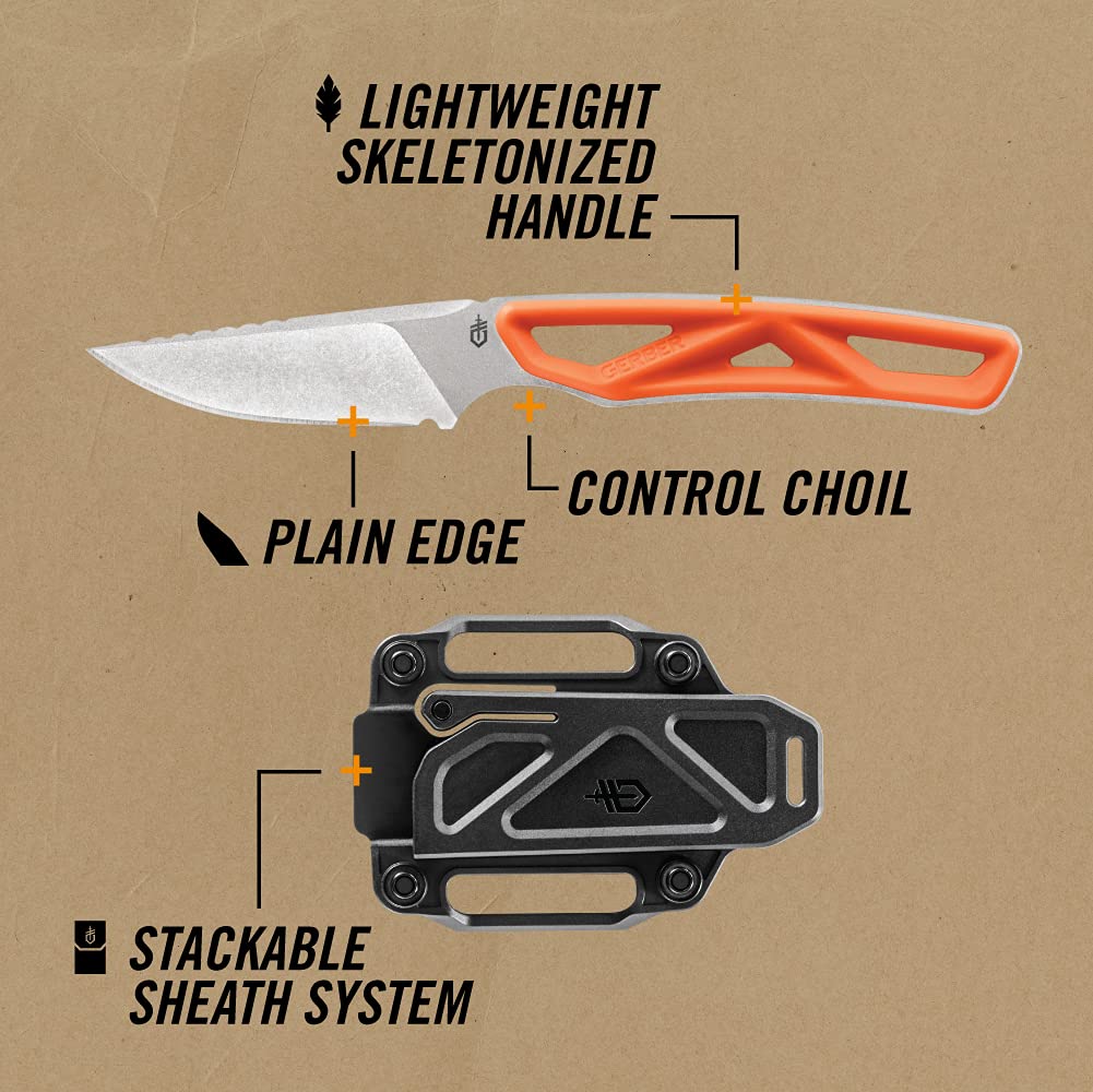 Gerber Gear EXO-MOD Caper Fixed Hunting Knife, Orange (31-003917)