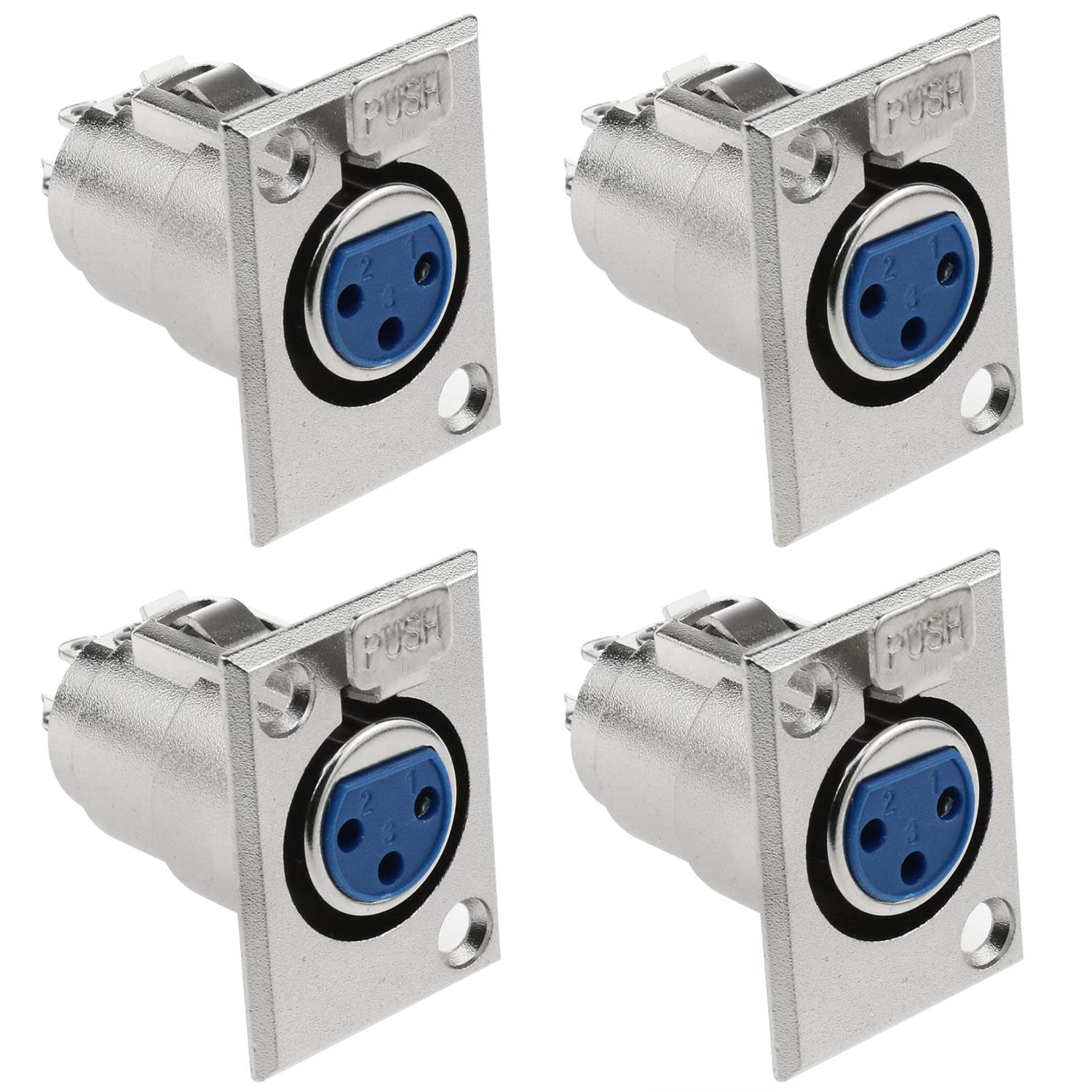 Haidong 4PCS 3-Pin Female Jack,XLR Panel mounting Connector、Male Jack -3 Pin,XLR Panel mounting Socket Microphone Adapter.R