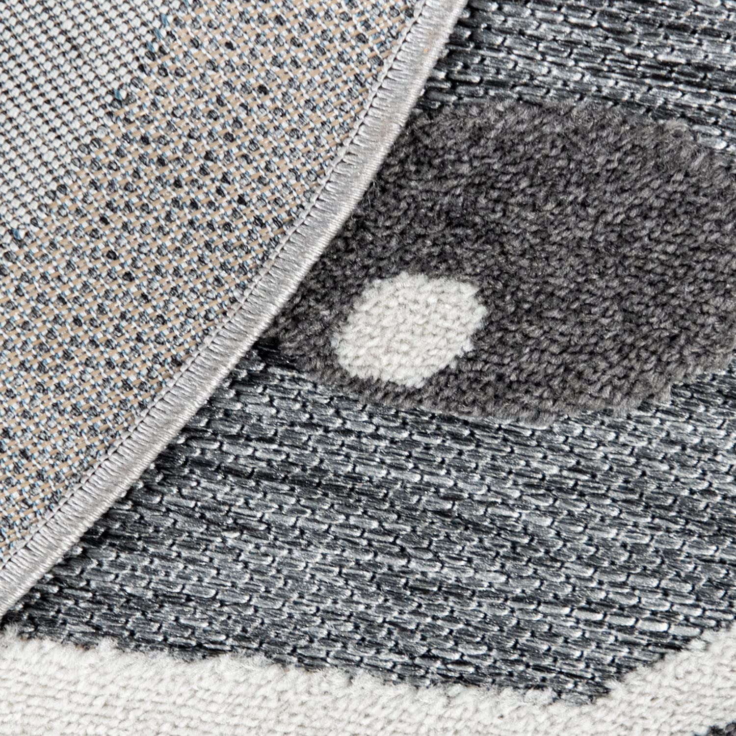 Kids Rug with Happy Lion Face Round with 3D Effect in Grey, Size: 5'3" Round
