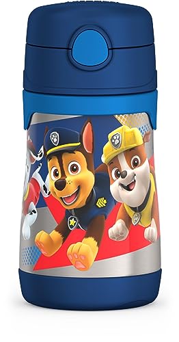 THERMOS Vacuum Insulated Stainless Steel 10oz Straw Bottle, PAW PATROL BOY