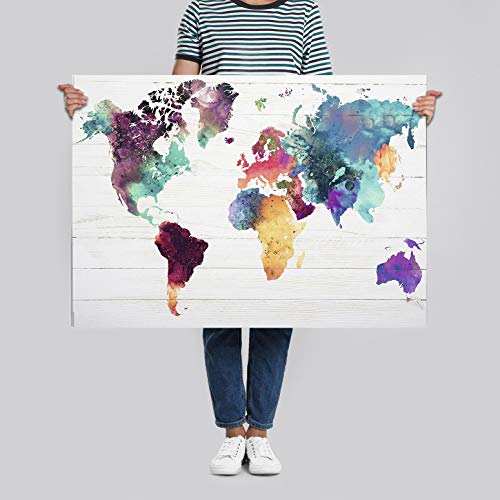 World map Poster The World in Watercolours (36"x24")