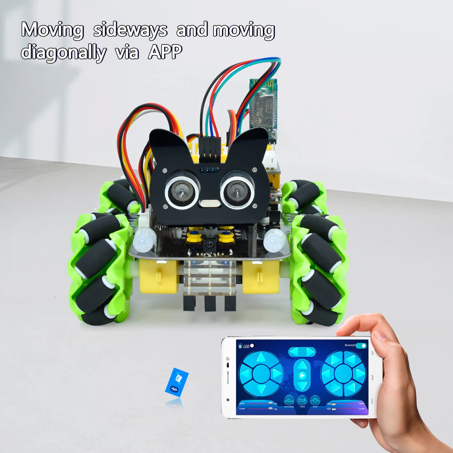 KEYESTUDIO 4WD Mecanum Car for Arduino,IR&Bluetooth Control, Ultrasonic Follow and Obstacle Avoidance,DIY Electronics Programming Stater Kit for Teens Adults,15+