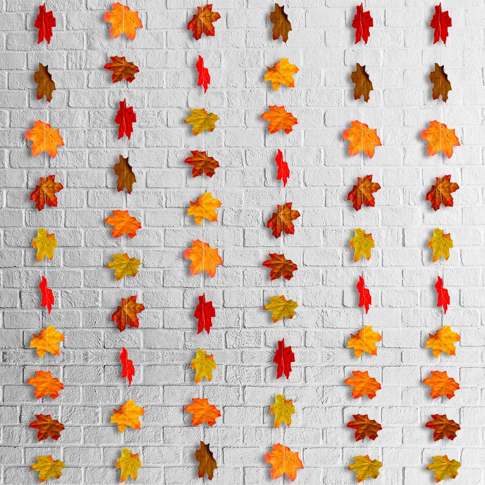 FHzytg Fall Maple Leaf Garland, Artificial Autumn Maple Leaves Plants Vine Hanging Garland for Home Garden Kitchen Office Wedding Wall Doorway Party Backdrop Decoration Thanksgiving Decor 6.6ft Long