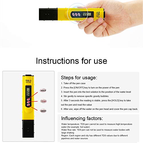 MIGONG Water Testing Kits for Drinking Water, Water Tester 0‑9990Ppm LCD Digital Water Tester Meter for Drinking Water Hydroponics Aquarium