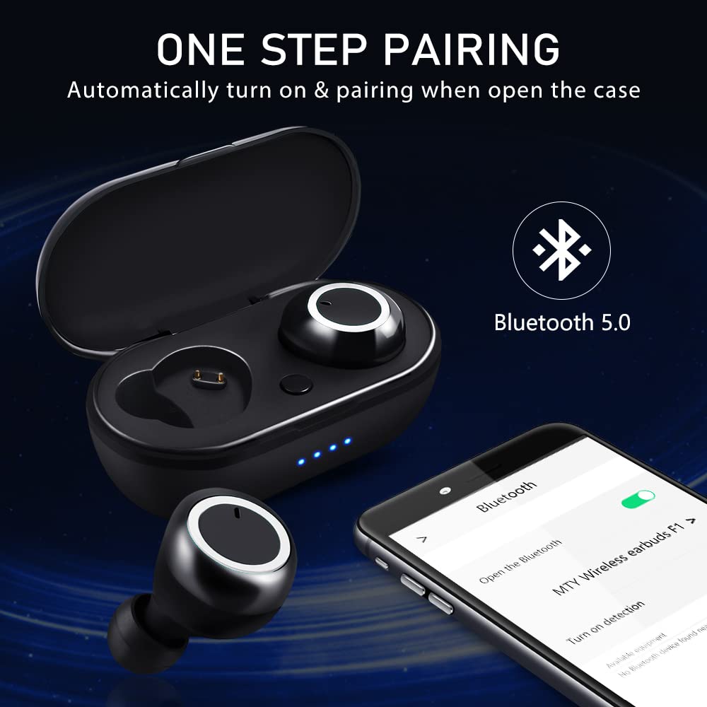 GTRACING Wireless Earbuds Bluetooth 5.0 Headphones in Ear with Wireless Charging Case TWS Stereo Built-in Mic Premium Sound with Deep Bass for Sport, White