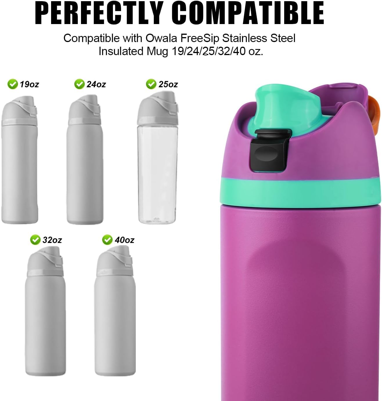 MIHAGUTY Replacement Button Compatible with Owala FreeSip 24oz 32oz, 2Pcs Water Bottle Lid Mouth Push Switch Top Cap Seal Stopper Replacement Parts for Owala 19/24/32/40oz Accessories