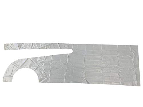 KingSeal Bib Style Disposable Poly Aprons, 28 by 46 Inches, Box of 100 Aprons, White