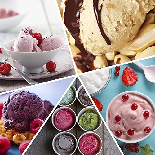 ZYHOONE Ice Cream Pint Containers Replacement for Ninja Creami Pints and Lids,Compatible with NC301 NC300 NC299AMZ Series Ice Cream Maker,with 4 Scoops,Dishwasher Safe Gray/Pink/Green/Blue