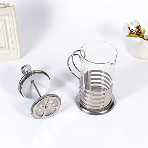MBNVBNM Coffee Pots Manual Coffee Espresso Maker Pot French Coffee Tea Percolator Filter Stainless Steel Glass Teapot Cafetiere Press Plunger 350Ml, Silver