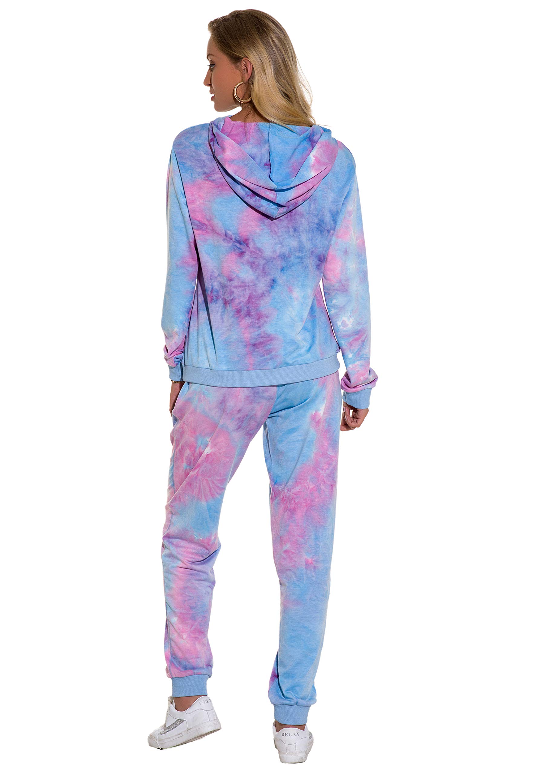 GUANYY Women’s 2 Piece Outfits Casual Sweatsuits Pants Set, Purple and Blue, Size Small