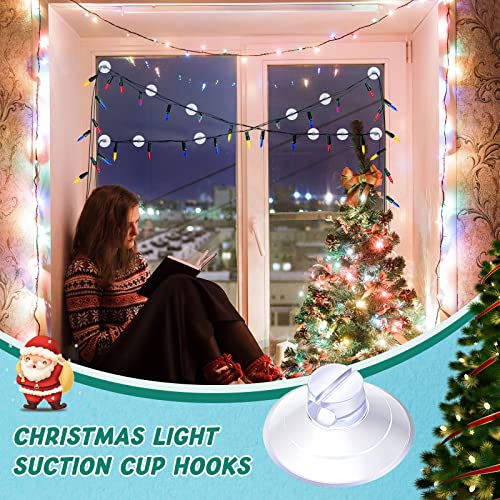 Sieral 225 Pcs Christmas Light Suction Cups String Cup Hook Shower Caddy Connectors Heavy Strength Duty Mini Clear Plastic Transparent Window with