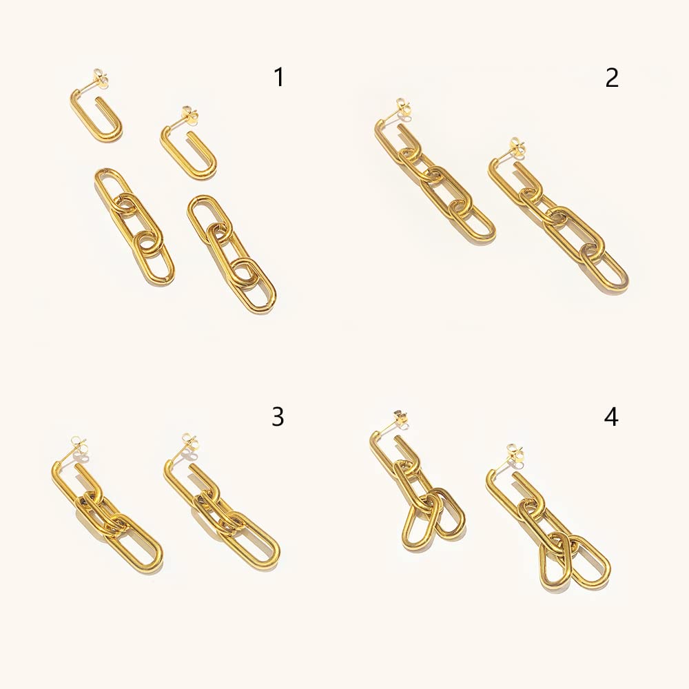 French Link Chain Drop Earrings Minimalist paperclip Chain Dangle Earrings for Women Girls
