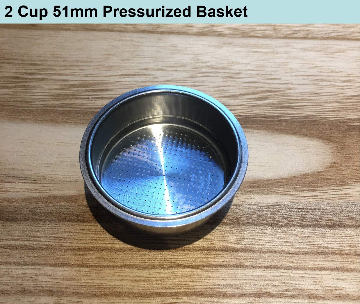 Joytata 51mm Pressurized Filter Basket Stainless Steel Dual Wall Portafilter Basket Double Wall Espresso Basket Double Filter Basket Replacement Fits Delonghi Breville Mr Coffee Espresso Machine-2 Cup