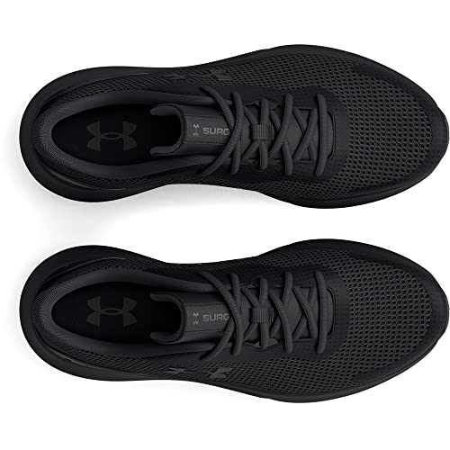Under Armour Men's Surge 3 Road Running Shoe, (002) Black/Black/Black, 14