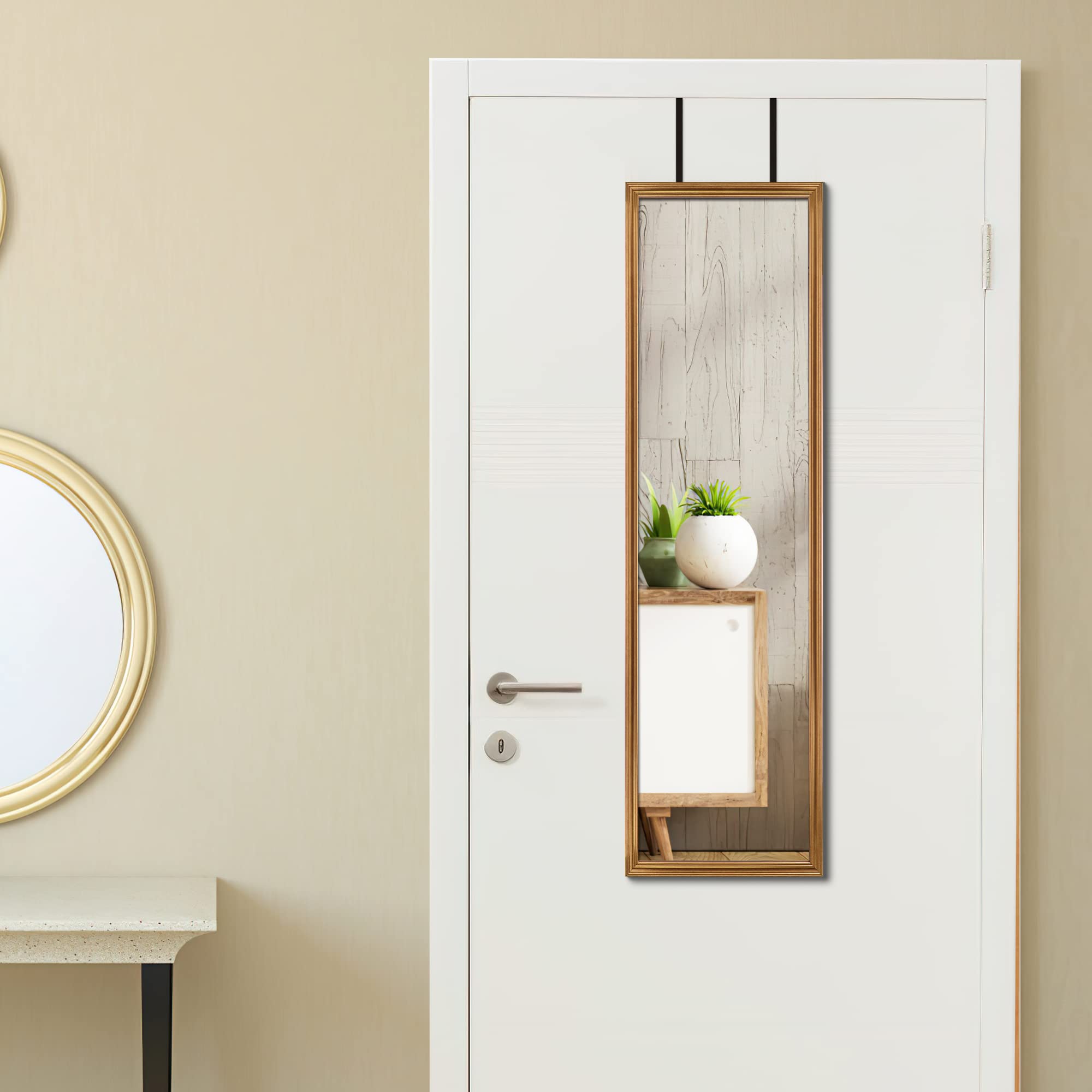 Edenseelake 2 Packs 14x48 Inch Full Length Wall Mirrors Over Door Mirror for Bedroom, Living Room, Black