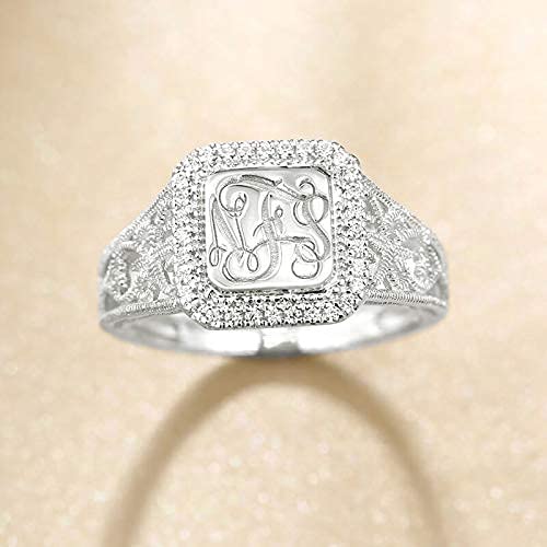 GSBSCSM Personalized Monogram Ring Initial Name Promise Ring Custom Wedding Band Engagement Ring Couple Ring Mother's Day Ring Gifts.