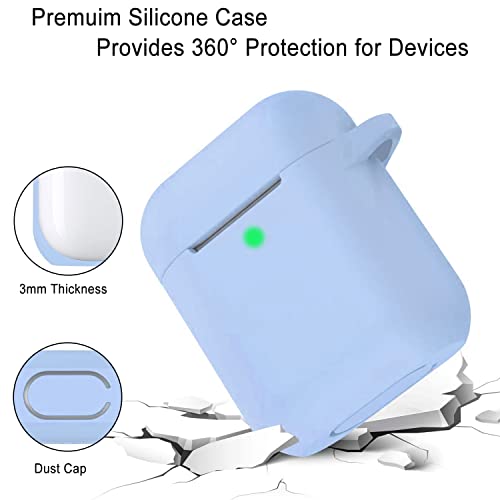 Silicone Airpods Case Cover,Wonjury Protective Case with Bracelet Keychain for Women Girls,Skin for Air Pod 2 & 1 Charging Case, Denim Blue