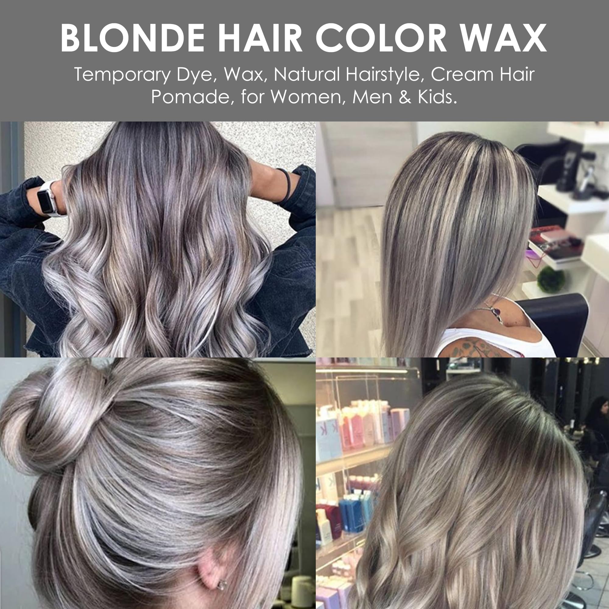 Odeon Temporary Hair Color Wax – Blonde, Washable & Natural Dye with Beeswax & Tea Tree Extract – No Alcohol, No Peroxide, No Ammonia – Safe for Kids & Adults (4.23oz)