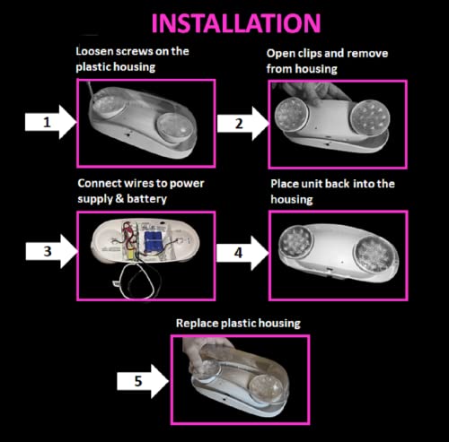 Outdoor Emergency Lights with Battery Backup- LED Emergency Exit Light, Bright White, IP65 Waterproof Emergency Lighting for Business
