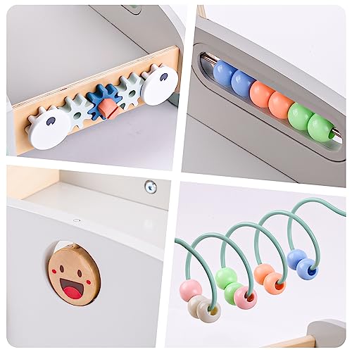 Wooden Baby Walker, Push Toys for Babies Learning to Walk,Shopping Cart for Kids Garden Wagon and Play Set with Abacus Blocks Push and Pull Learning Walking Educational Gift for Toddler Boy Gir 2 3