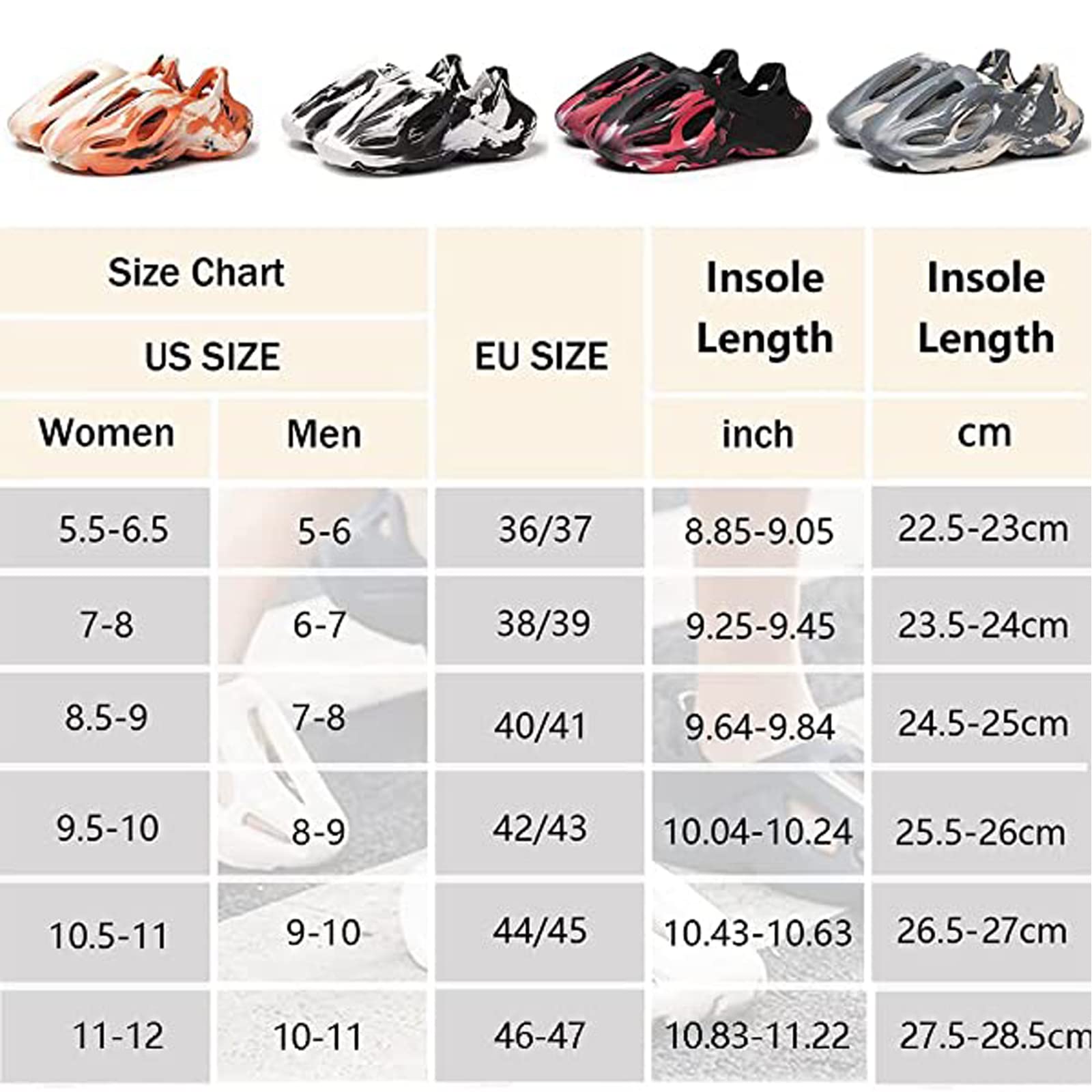 Foam Runner Shoes, Man Womens Foam Runner Sneakers Pillow Cloud Shoes Slides, Non-Slip Beach Shoes (White,40-41)