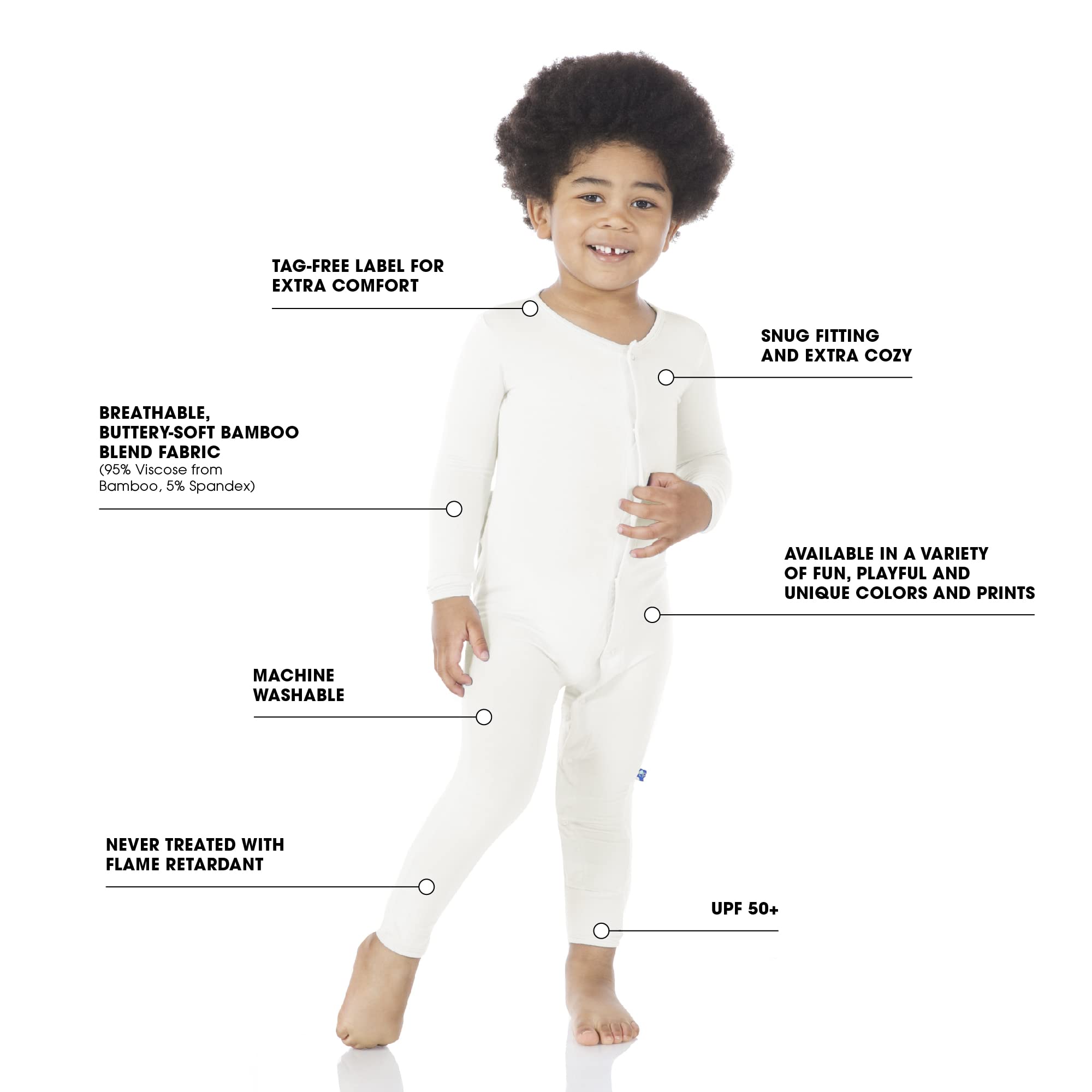 KicKee Print Coveralls with Zipper, Long Sleeve Footless Bodysuit, One-Piece Ultra Soft Sleepwear (Jade Panda - 2T)