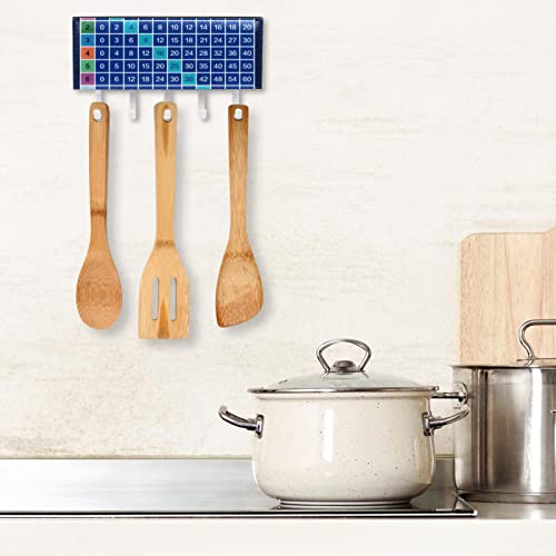 Multiplication Table Mail Holder Organizer and Key Hooks PU Front, Self Adhesive Key Rack with 5 Hooks Perfect for Entryway, Hallway,Bathroom ,Kitchen