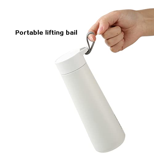 Murmioo Stainless Steel Insulated Thermos, Sports Water Bottle, Double Wall Vacuum Thermos Flask,Keep Hot and Cold,BPA Free, Suitable for Cycling, Camping and Office 14oz/420ml (White)