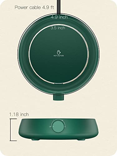 JEEMOO Mug Warmer, Electric Coffee Warmer for Desk/Home Use, Stepless Temperature Regulation (120℉-136℉), Candle Warmer Plate, 8-Hour Auto Shut Off (Forest Green)