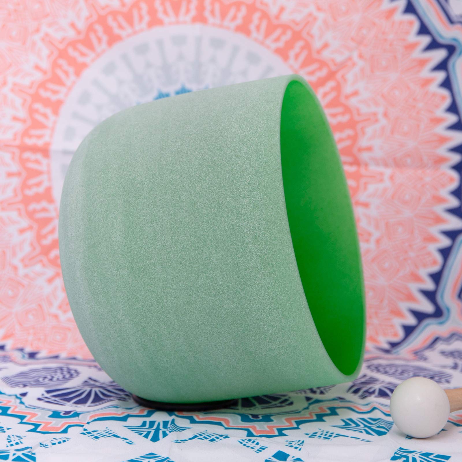 ENERGYSOUND Green Colored Frosted F Note Heart Chakra Quartz Crystal Singing Bowl 9 inch mallet & O-ring included