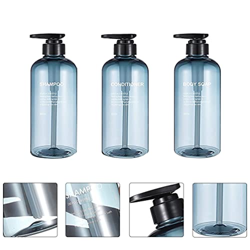 Healifty 3pcs Shampoo Bottle Hand Soap Bottle Empty Lotion Bottles Lotion Container Hair Bottle Push Type Bottle Toiletries Blue Soap Dispenser Shampoo Container The Pet Liquid Perfume